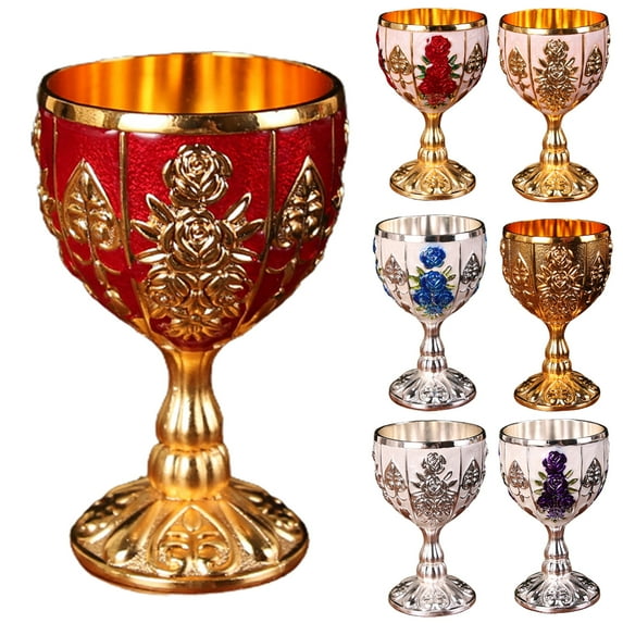 Dream Lifestyle 2Pcs/Set Vintage Metal Embossed Wine Cup, Vintage Hand ...