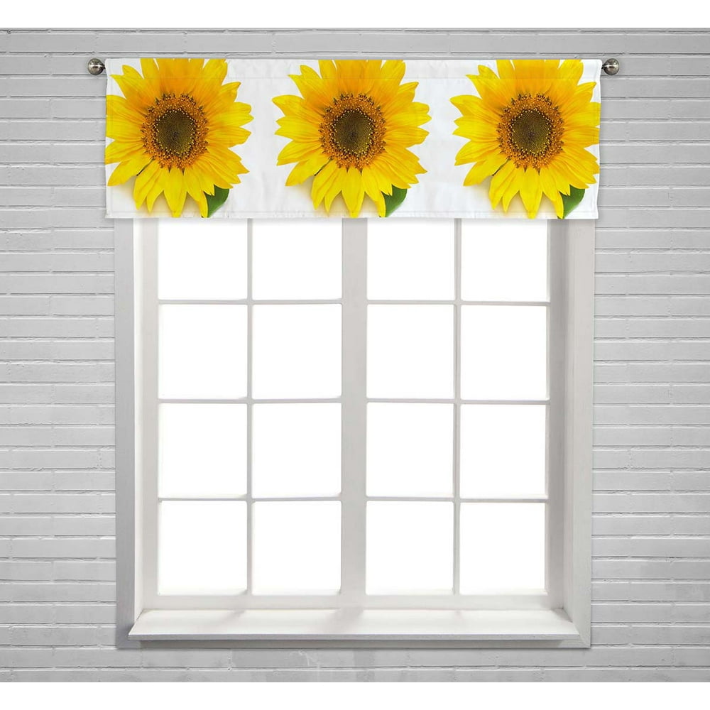 PKQWTM Flower Of Sunflower Window Curtain Valance Rod Pocket 54x18 inch ...