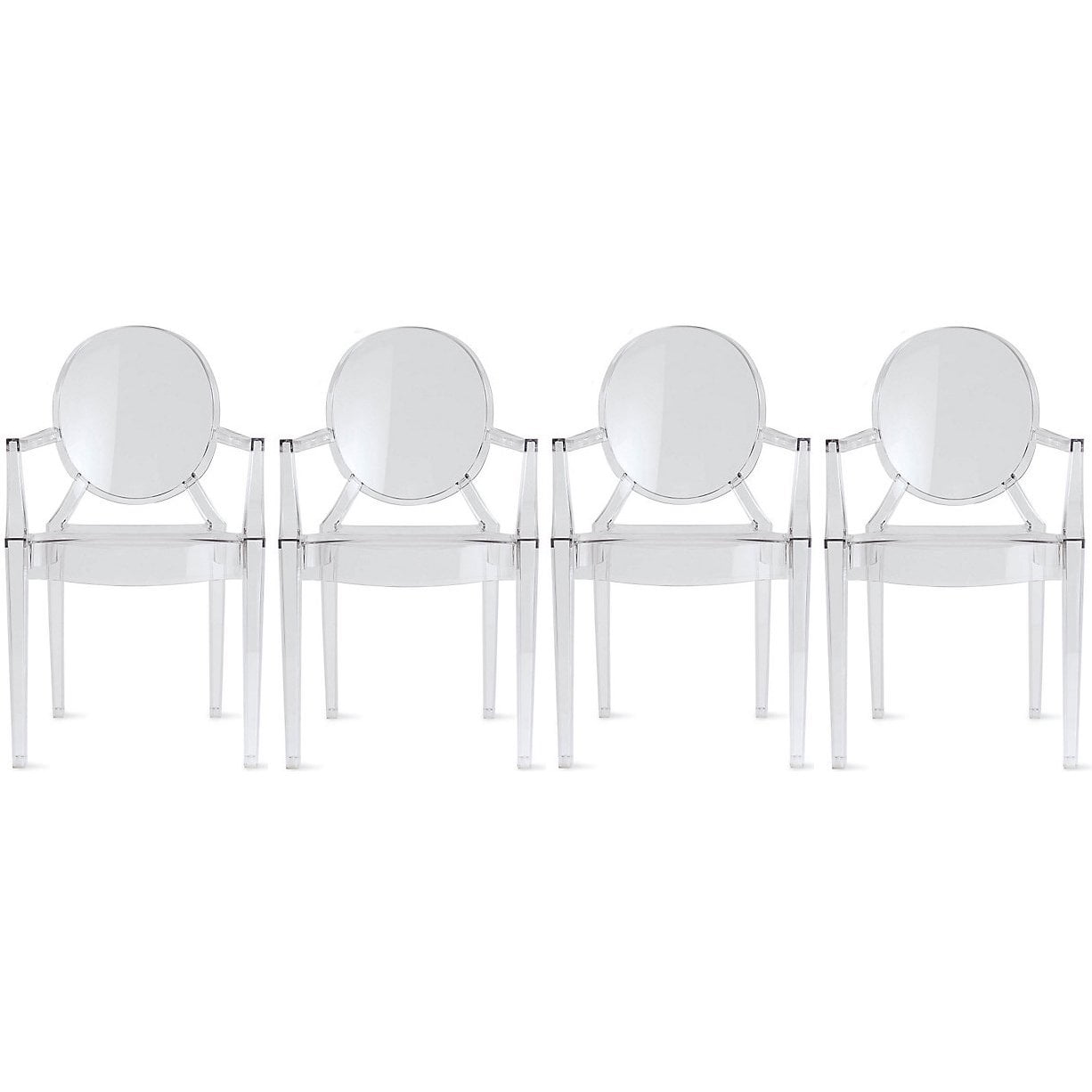 Homelala Set of 4 Transparent Modern Plastic Dining Chairs with Arms ...