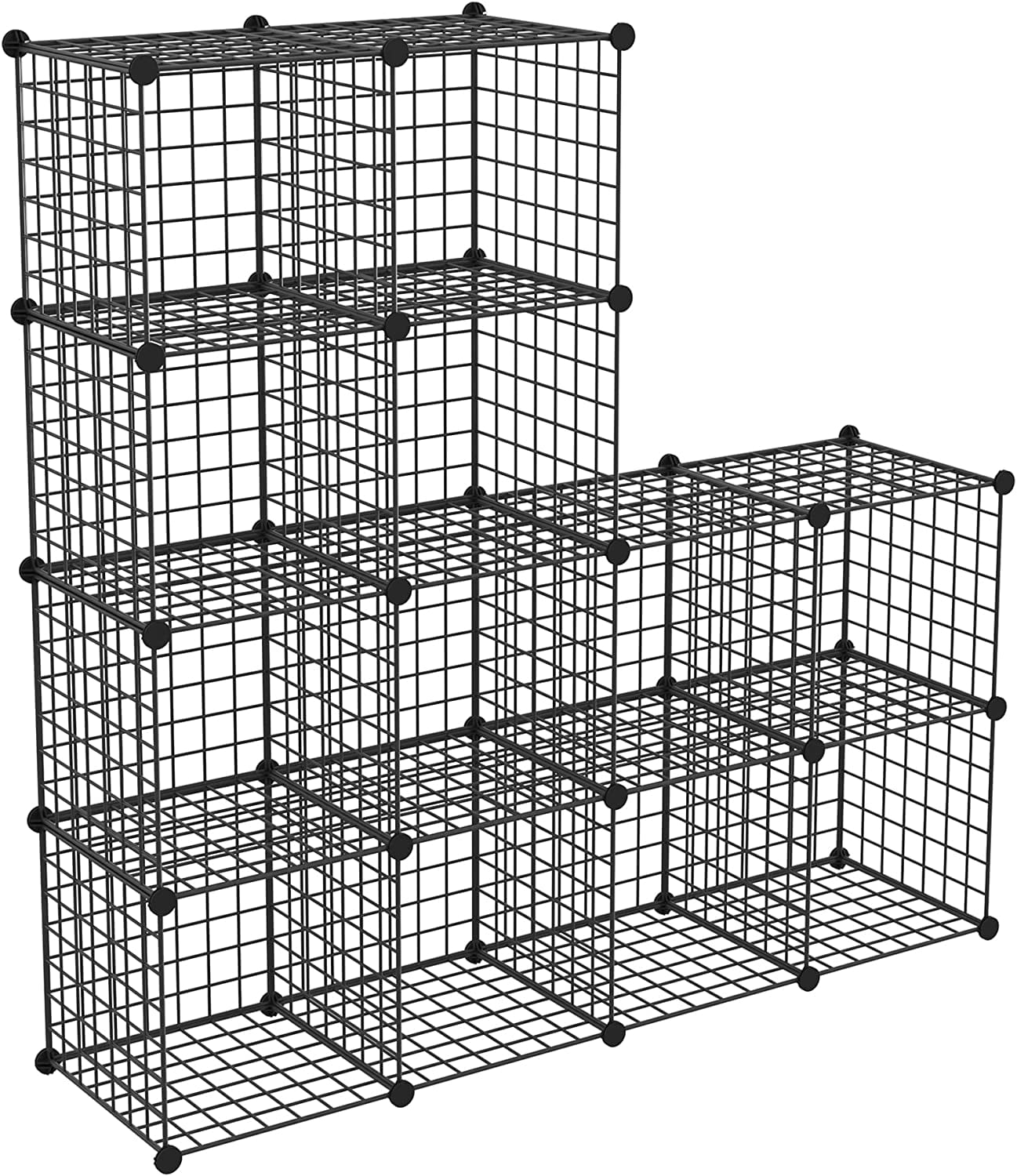 GUAIPOU Wire Cube Storage Organizer, 12-Cube Metal Grids Storage Shelf ...