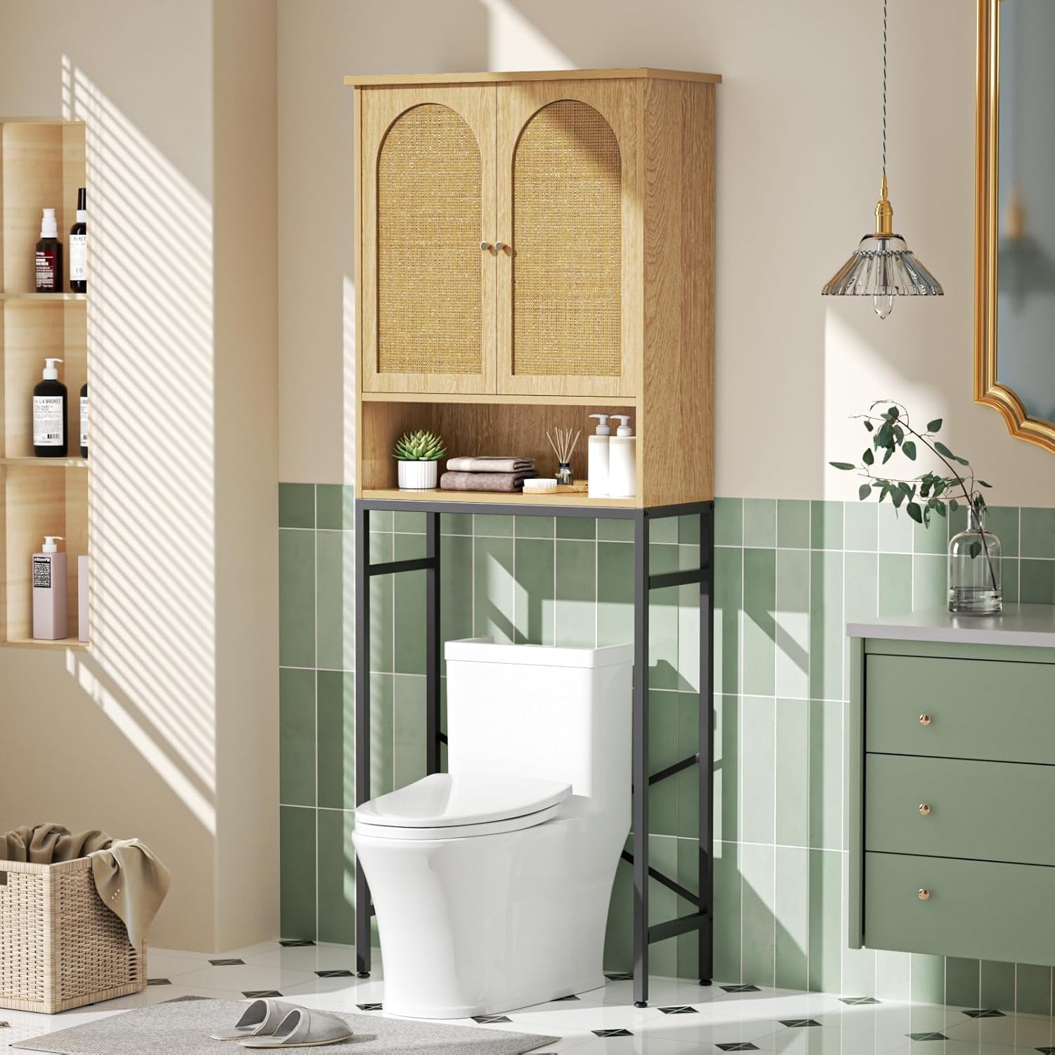 Click here for Veanerwood Rattan Toilet Storage Cabinet  Over The... prices