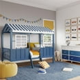 Little Seeds Rowan Valley Forest Loft Bed, Twin Size Frame, White/Blue ...
