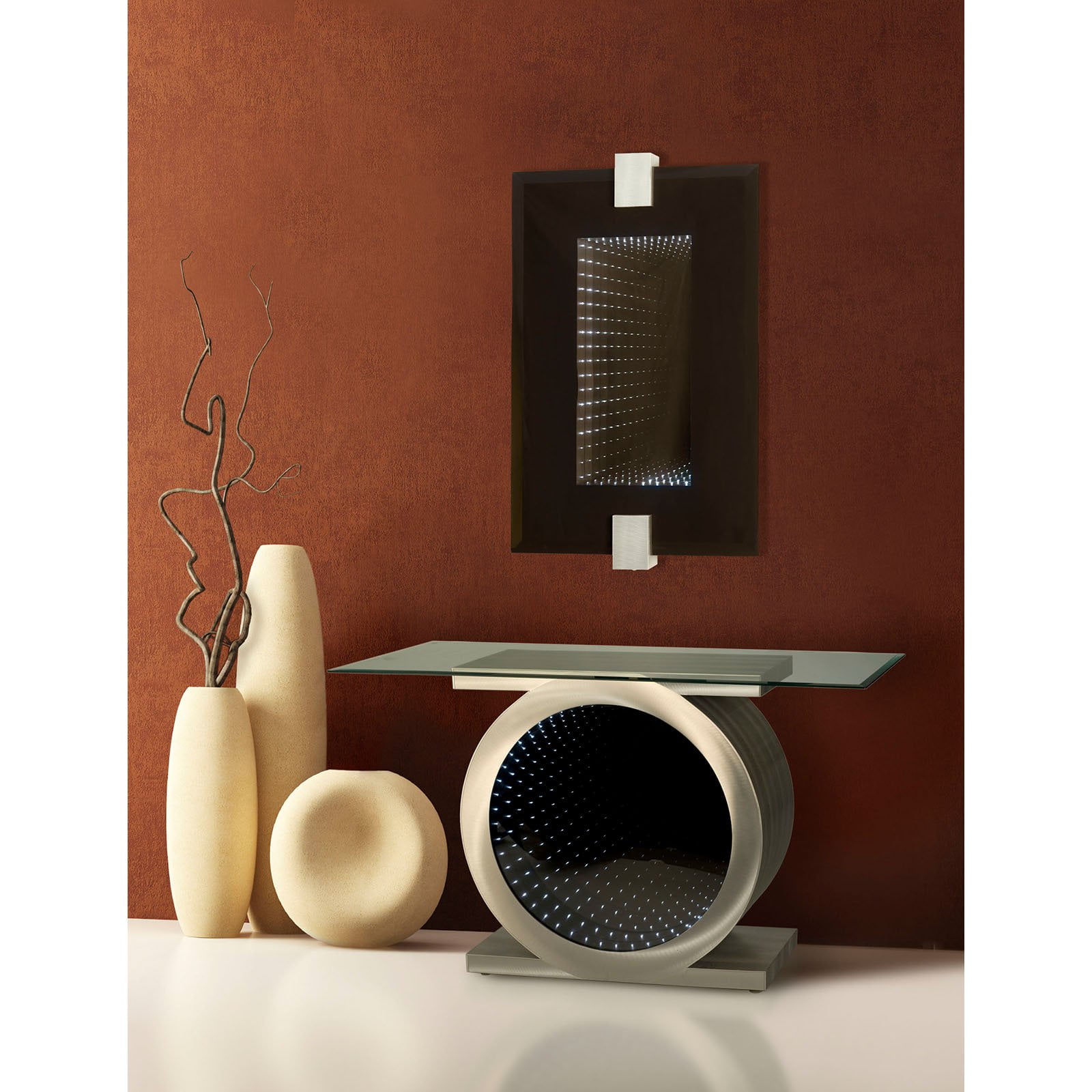 Nova California Vortex Infinity Console Table in Brushed Aluminum - Walmart.com