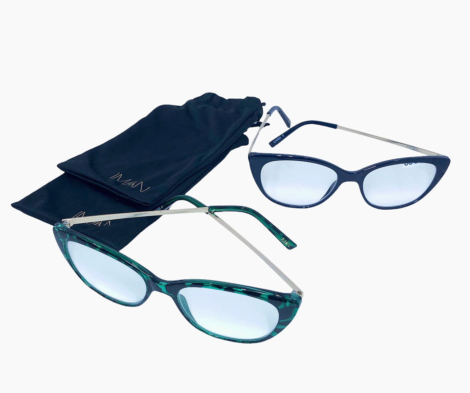 IMAN Global Chic 2-pack Cateye Readers Reading Glasses Navy/Green (+2.00) - Walmart.com