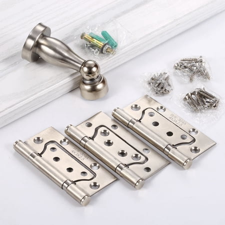 4 Pcs (3 Hinges + 1 Door Stopper) Hinge, Stainless Steel Hinge, Small ...
