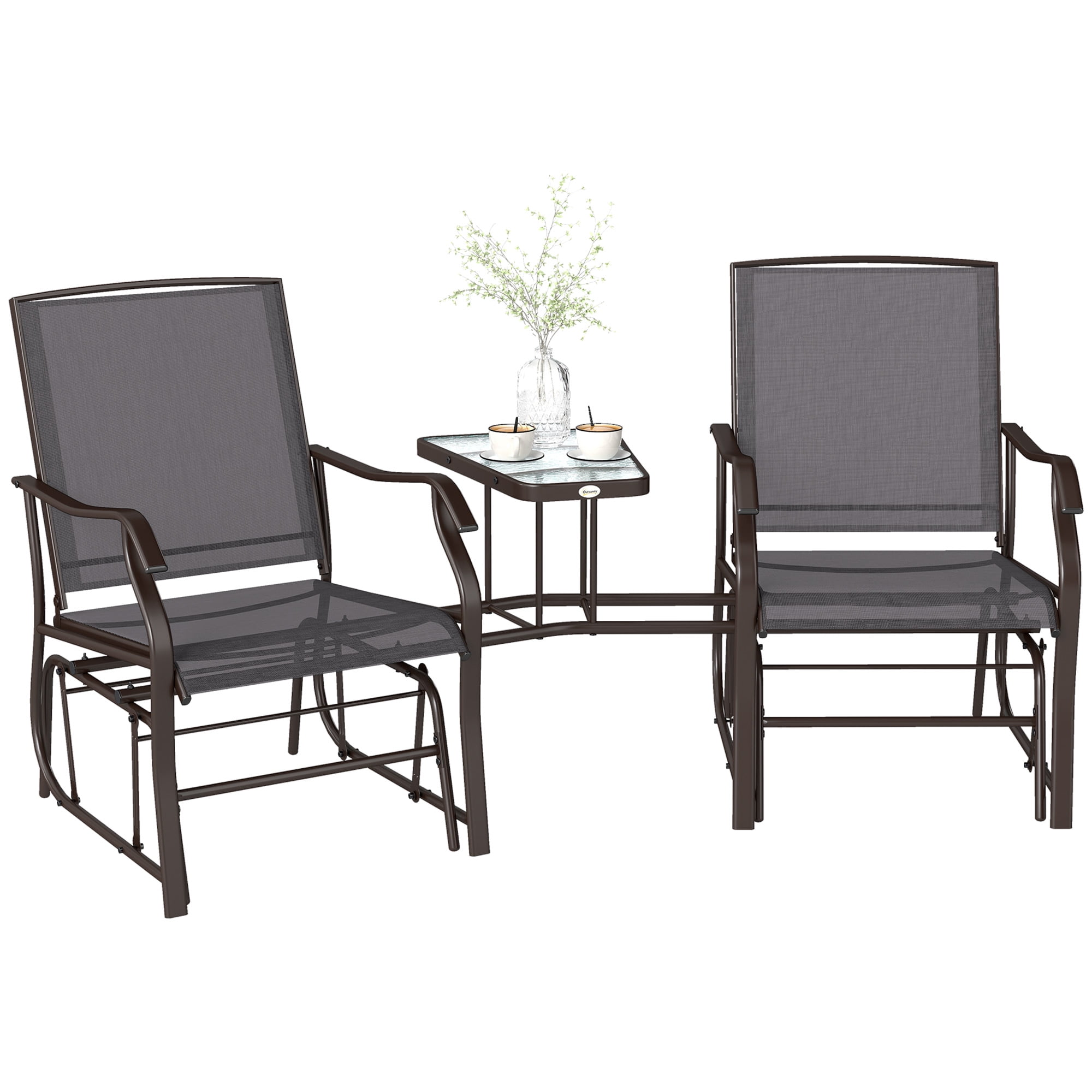 Click here for Outsunny Patio Double Glider Chair With Glass Top... prices