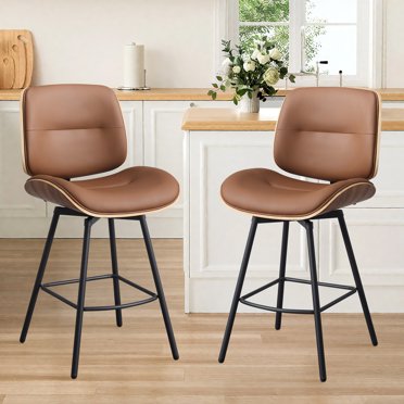 Studio 55D Marc Swivel Bar Stools Set of 2 Black Gold 29 1/4" High Mid ...