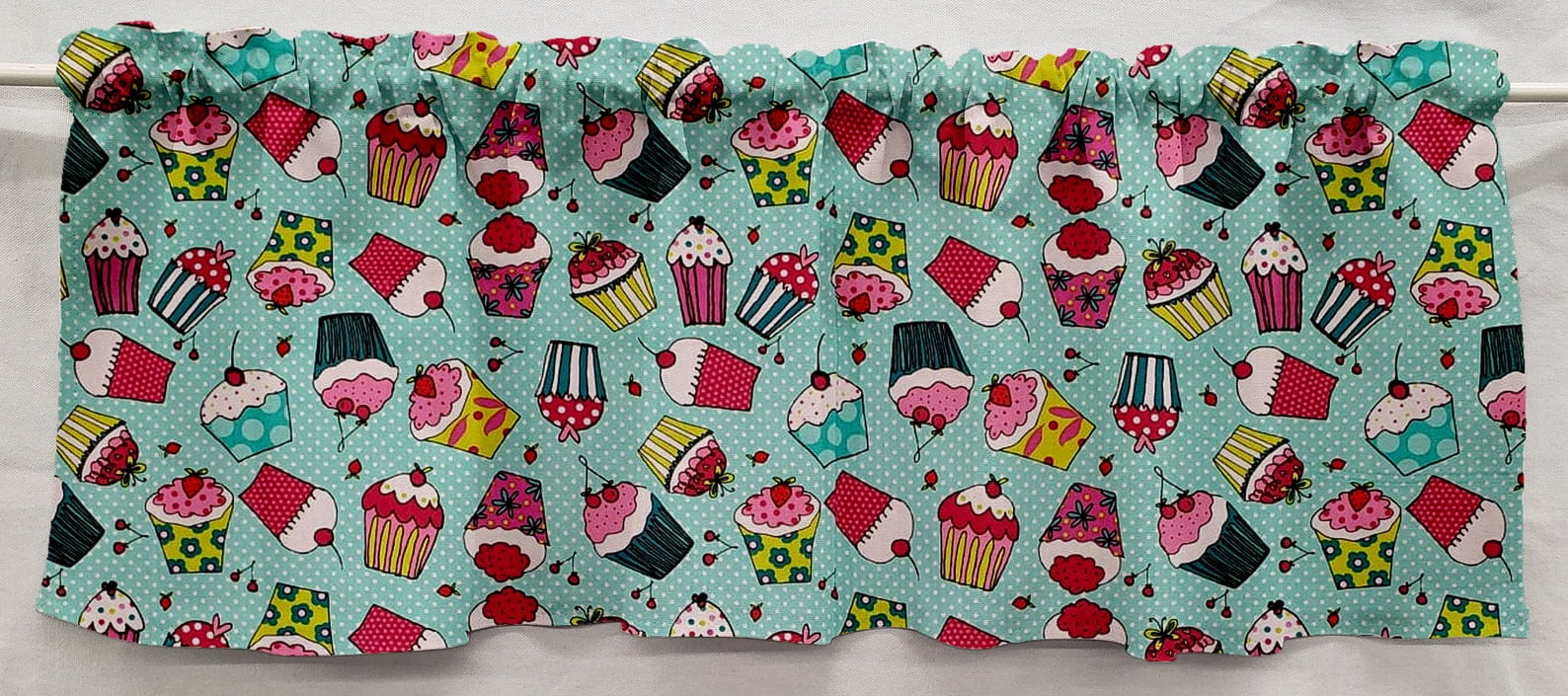 Teal Cupcake Curtain Panels by Penny's Needful Things (Set of 2) 54 ...