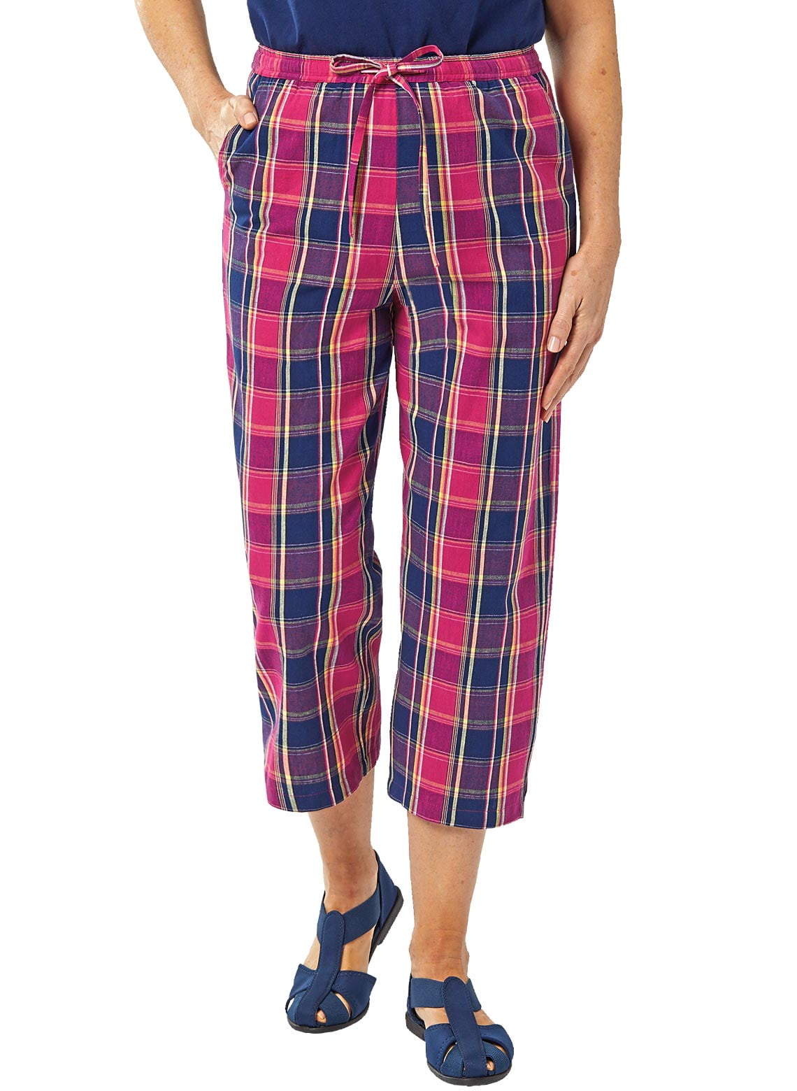 Cotton Plaid Capris - Walmart.com