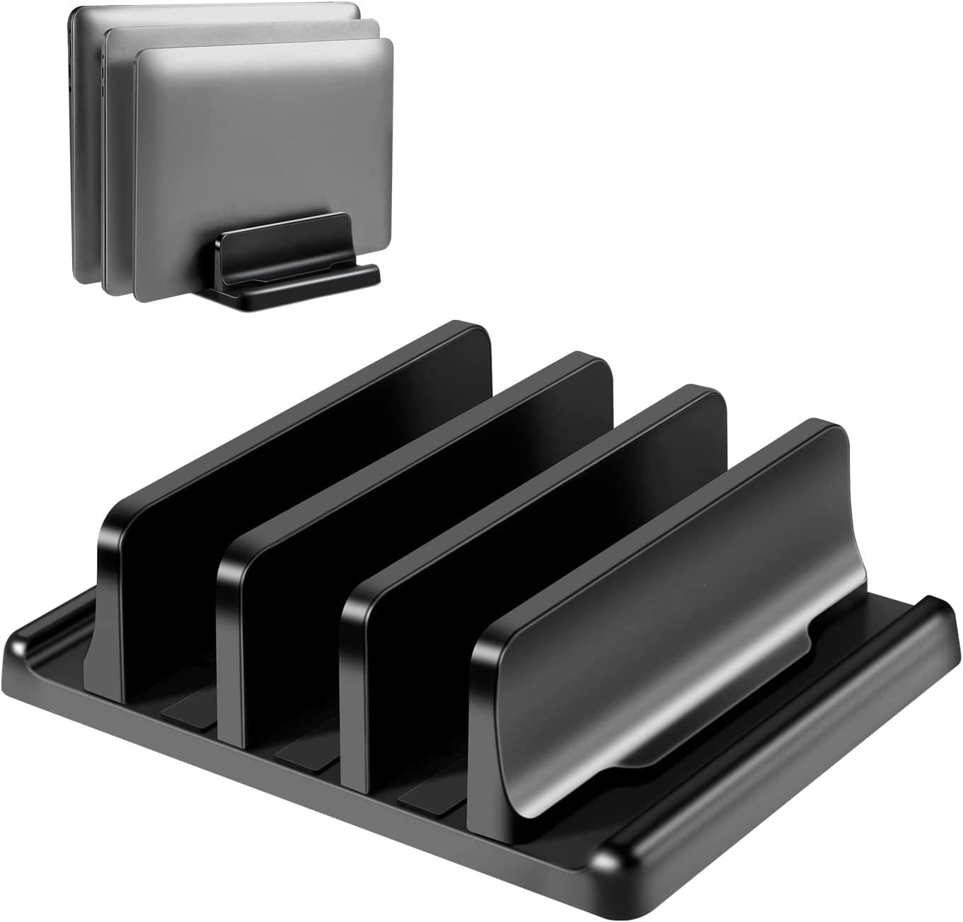 Niyattn Vertical Laptop Stand, 3-Slot Adjustable Desktop Organizer ...
