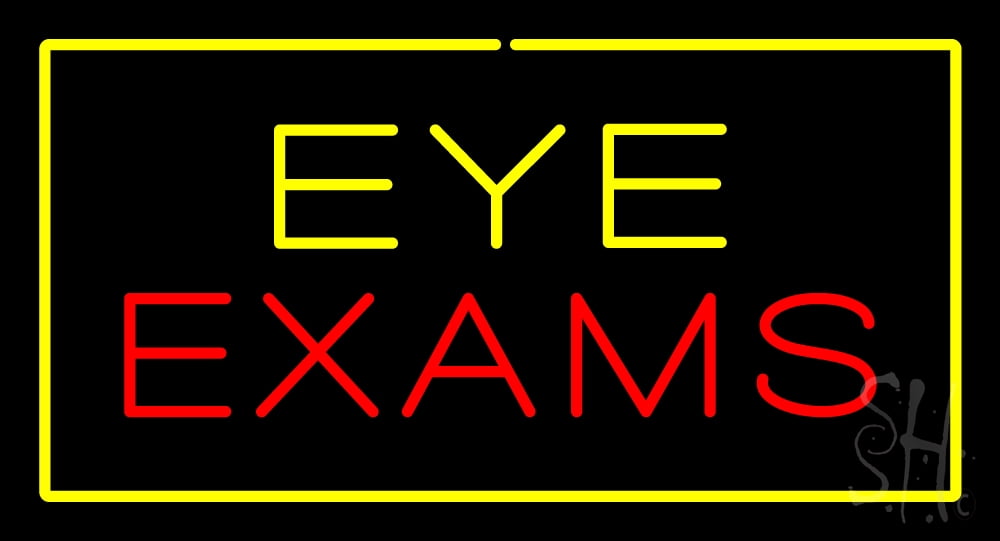 Eye Exam with Yellow Border LED Neon Sign 13 x 24 - inches, Black ...