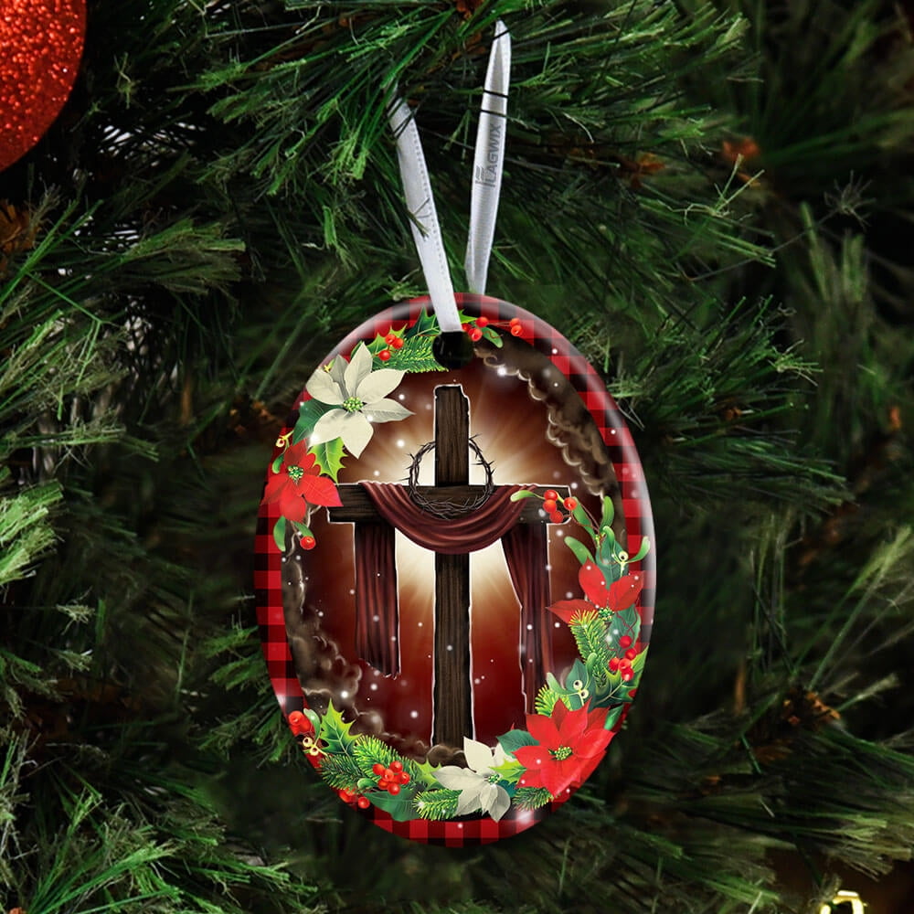 Ceramic Christmas Tree Ornaments, Jesus Christian Cross Christmas ...