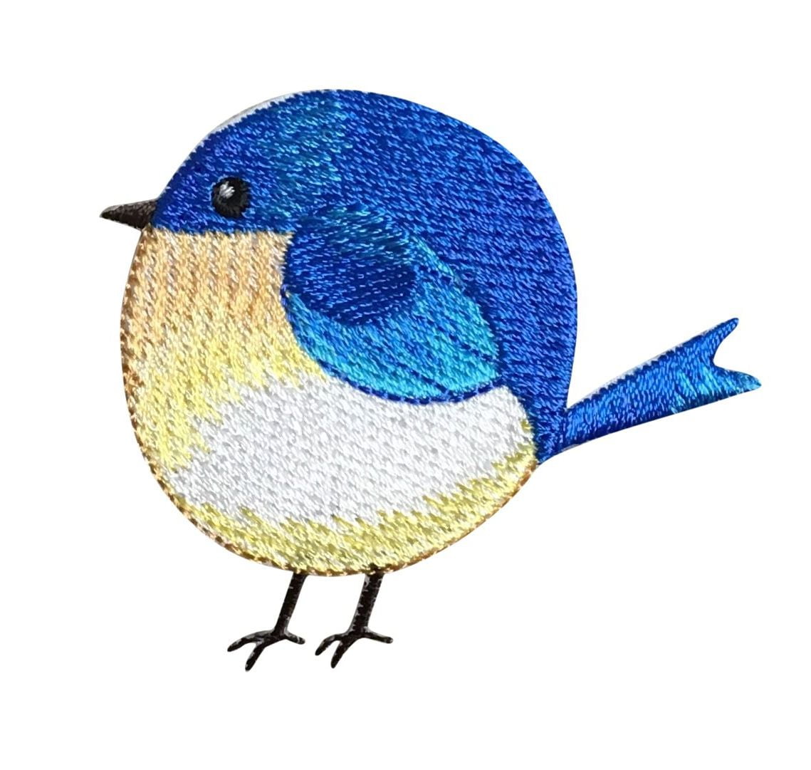Chubby Bluebird - Blue/Bird/Nature - Iron on Applique/Embroidered Patch ...