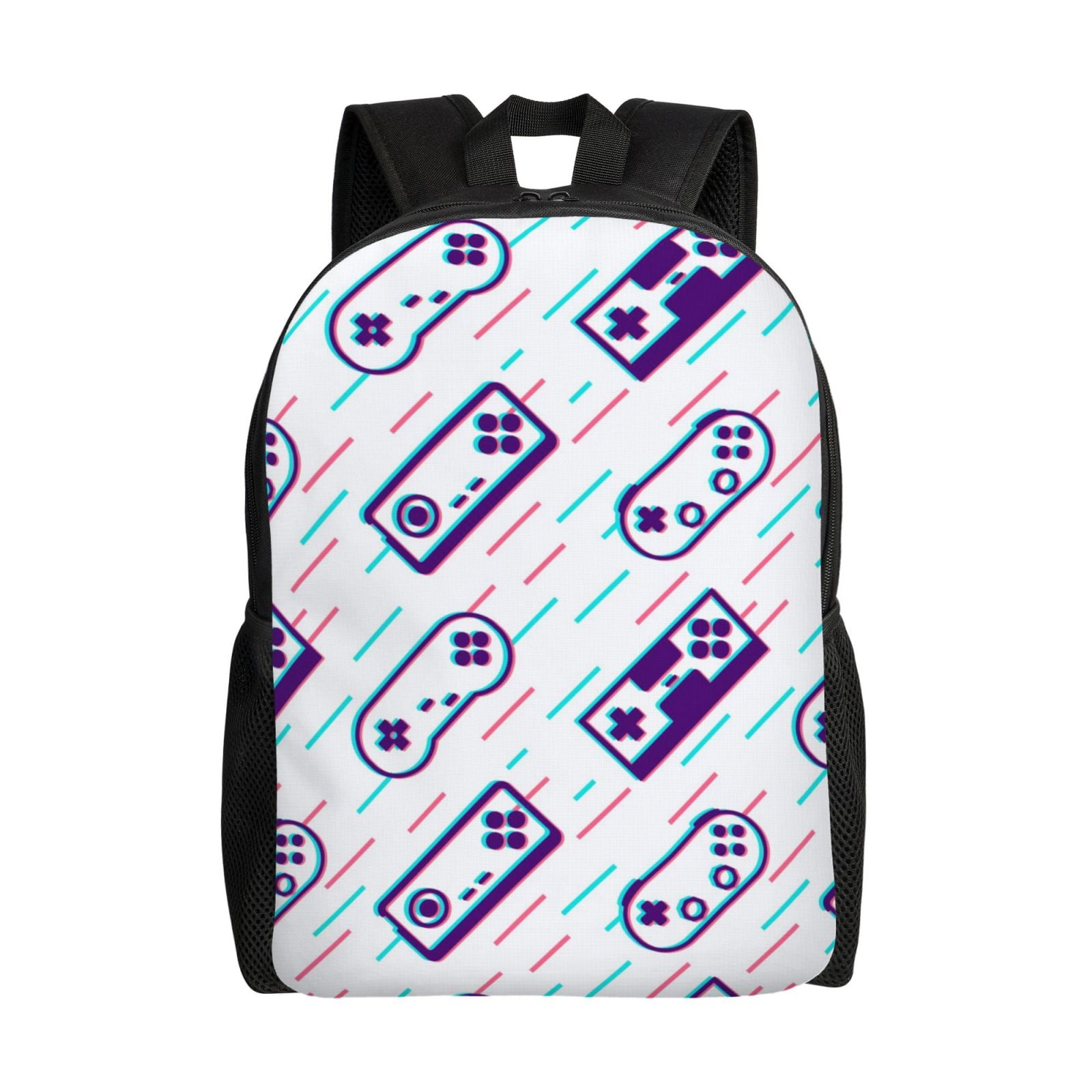 ZNDUO Travel Backpack, Cartoon Purple Gaming Console Pattern Backpack ...