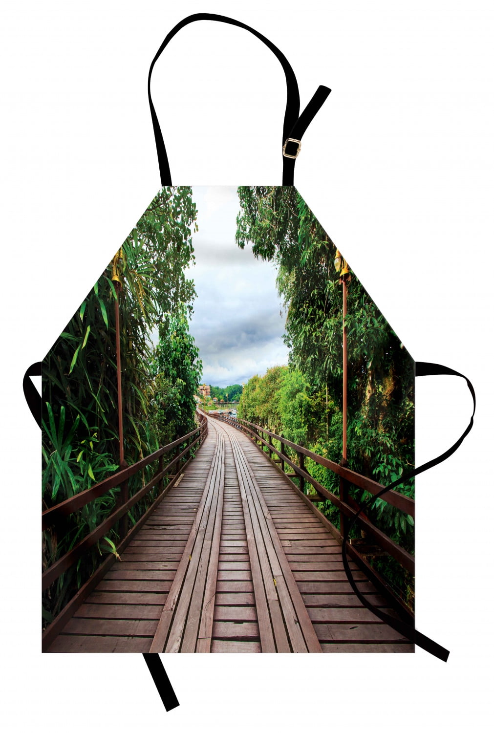 Landscape Apron Wooden Bridge between Exotic Trees Jungle Freshening ...