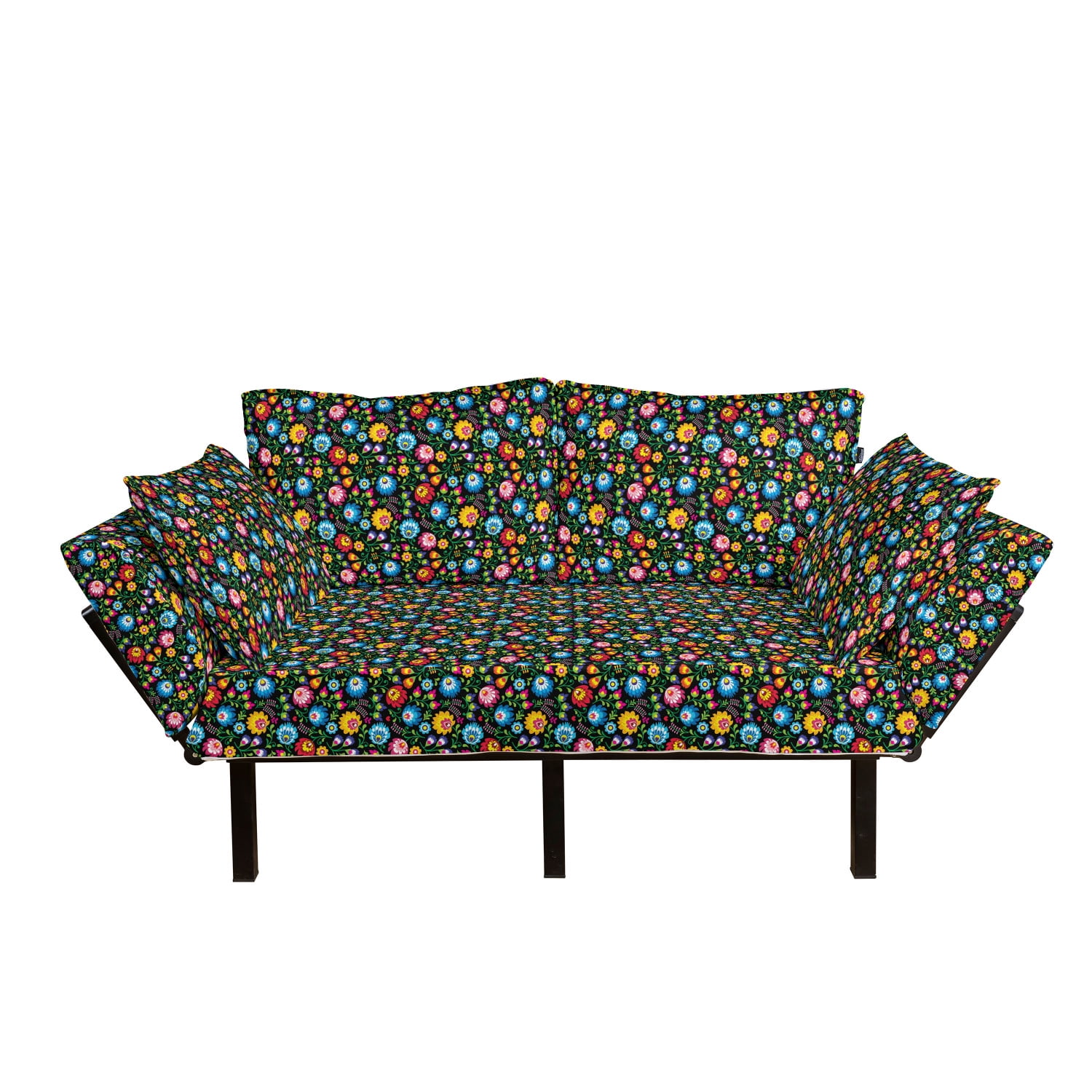 Garden Art Futon Couch, Colorful Floral Arrangement of Blossoming ...