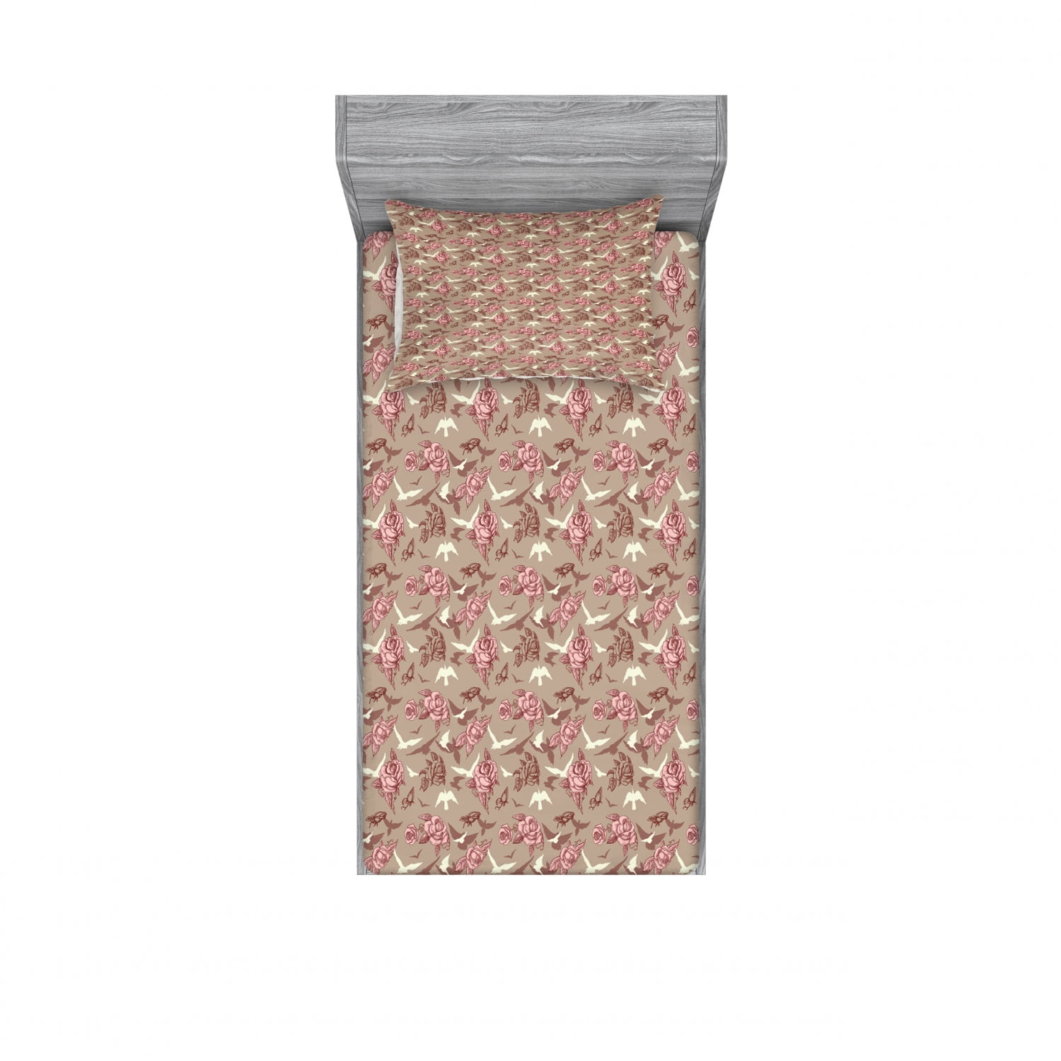 Floral Bedding Set with Sheet & Covers, Victorian Style Vintage Roses ...