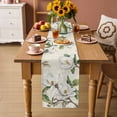 Botanical Flowers Table Runner, Vintage Rustic White Floral Leaves ...