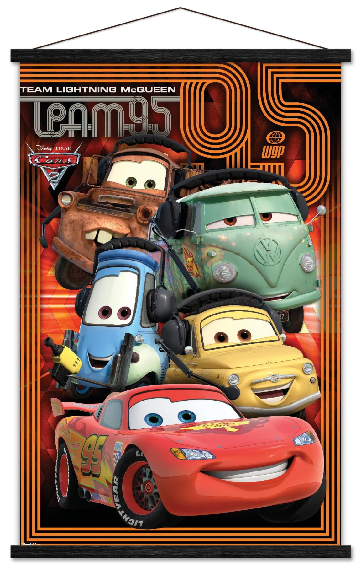 Disney Pixar Cars 2 - Pit Crew Wall Poster with Wooden Magnetic Frame ...