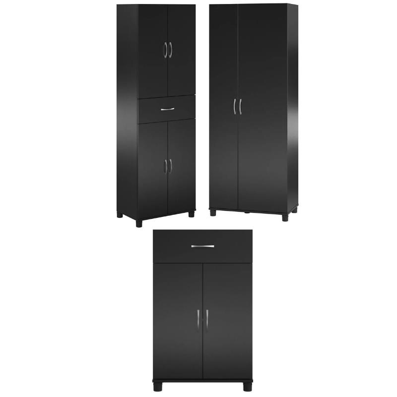Home Square 3-Piece Set with Storage Cabinet Tall Cabinet 2-Door ...