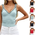 Dressy Backless Ruffle Tank Tops for Women Summer Sexy Stretch Deep V ...