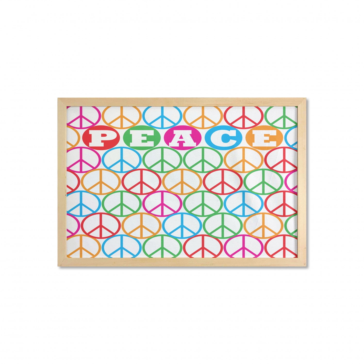 Retro Wall Art with Frame, Colorful Internationally Recognized Peace ...