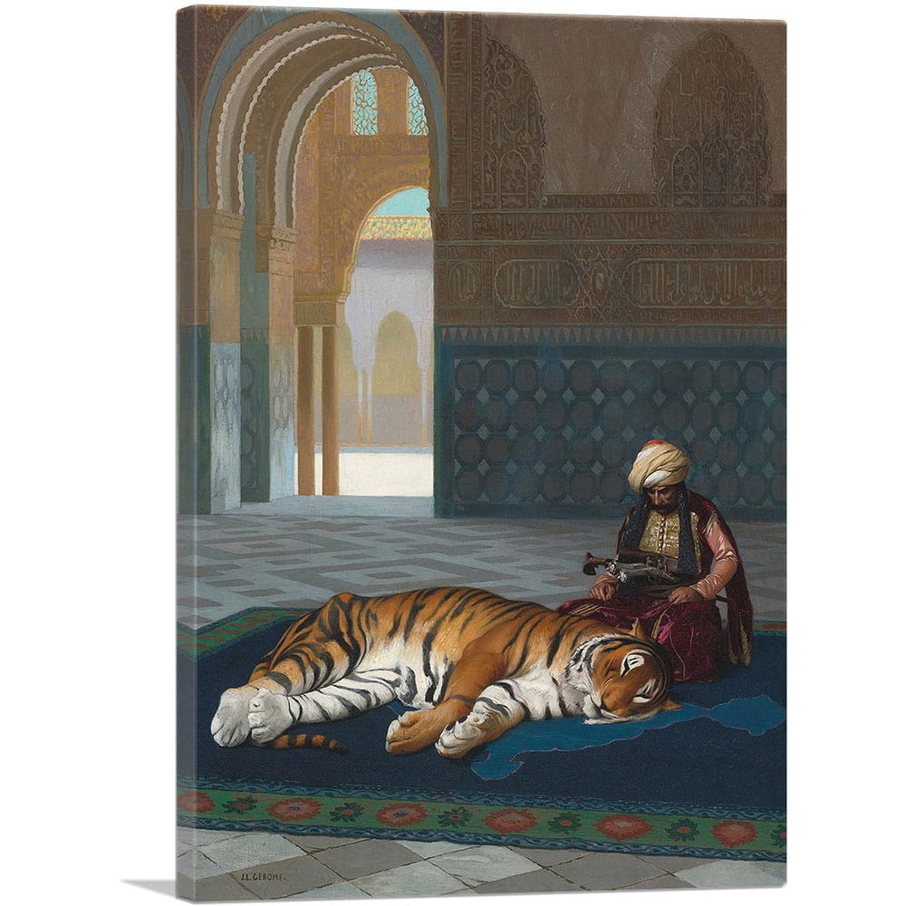 ARTCANVAS The Tiger And The Guardian Canvas Art Print by Jean Leon ...