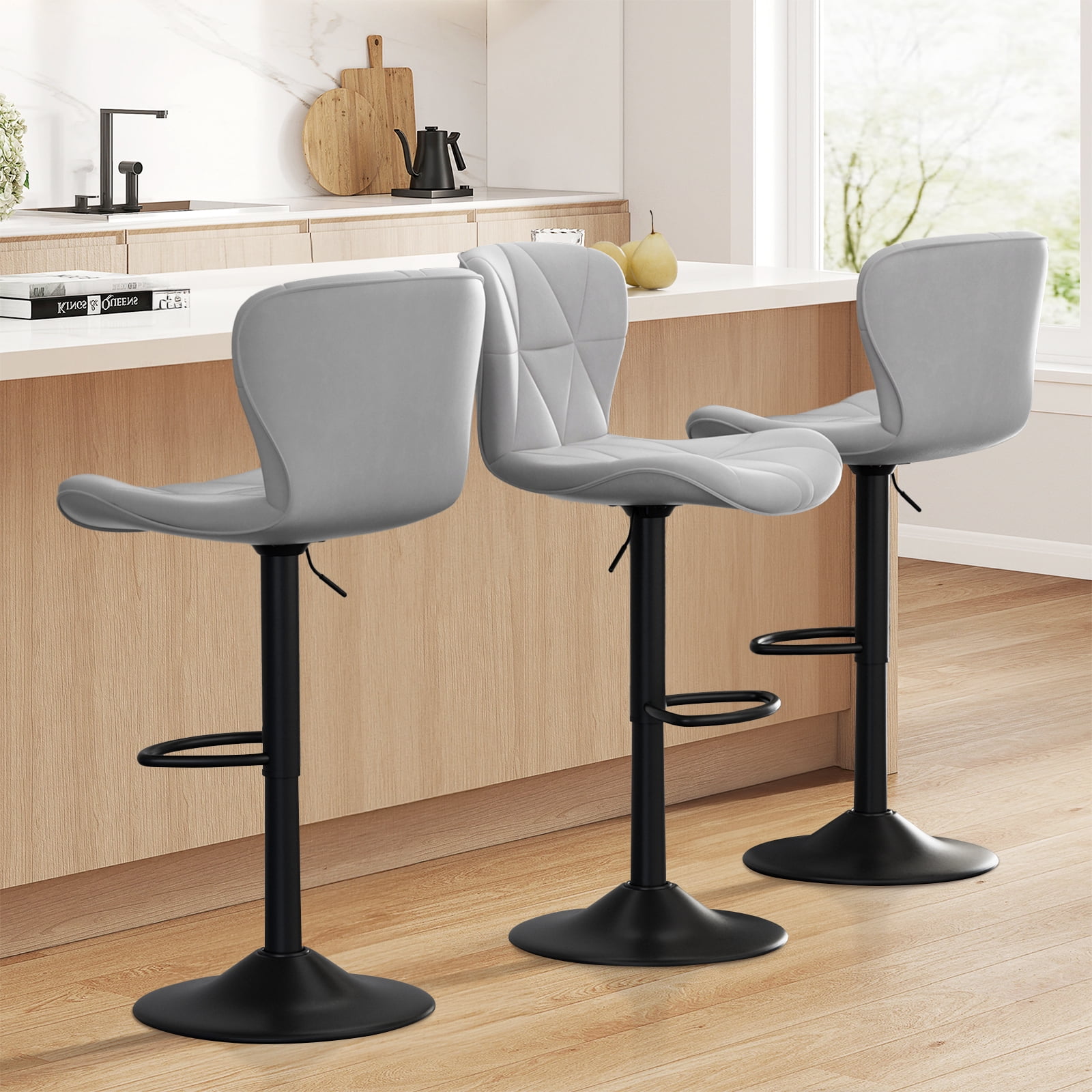 Click here for Hawsaiy Modern Bar Stools Set Of 3  Adjustable Fau... prices