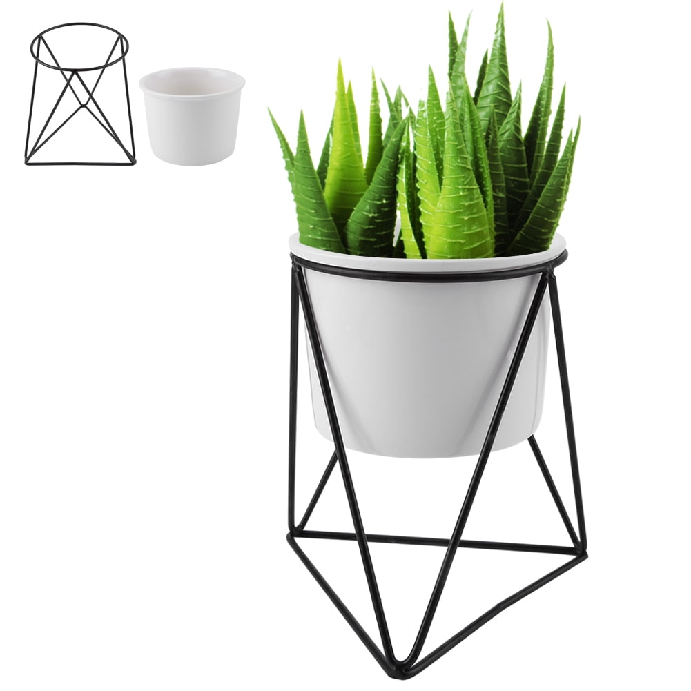 Garosa Ceramic Flower Pot and Triangle Geometric Metal Rack Garden ...