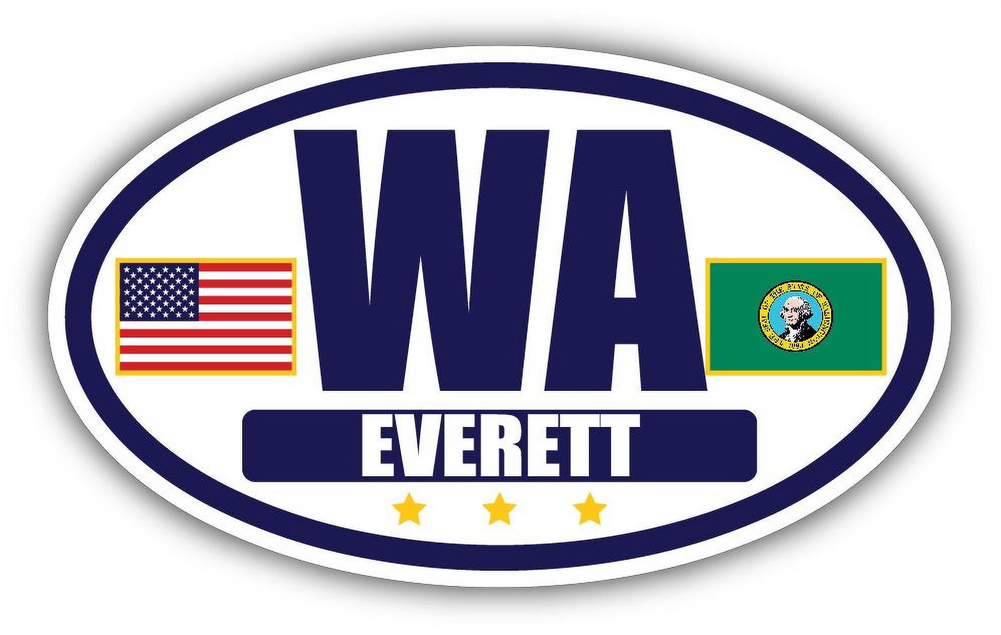 Flag of Washington / American Flag Oval 3M Vinyl Bumper Sticker Decal ...