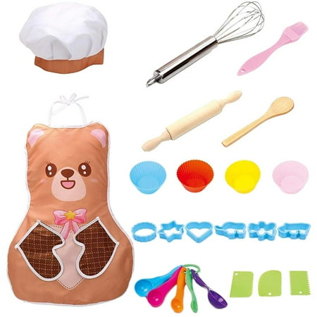 QualitChoice 24Pcs Kids Cooking Baking Set Kids Chef Role Play for ...