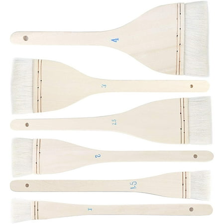 6 Packs 6 Sizes Flat Hake Brushes, Goat Hair Hake Paintbrushes ...