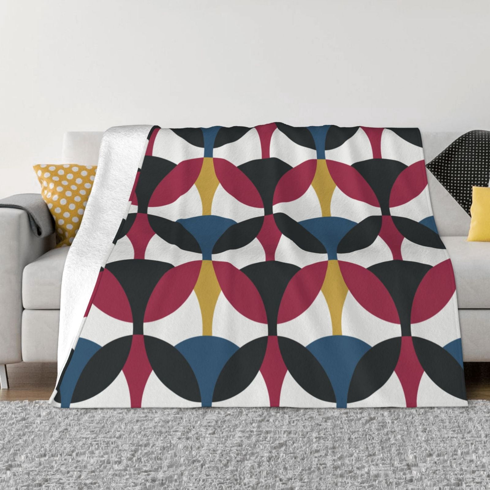 XMXT Throw Blanket, Circular Textured Print Machine Washable Blankets ...