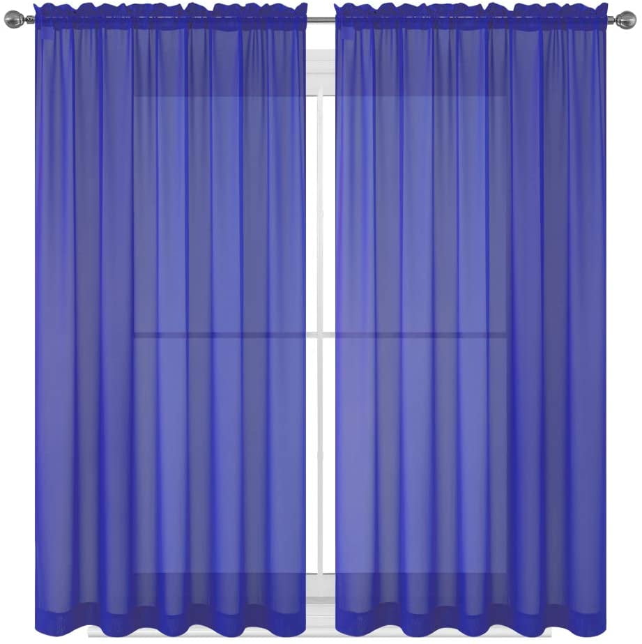 Royal Blue Drape/Panels/Scarves/Treatment Beautiful Sheer Voile Window ...