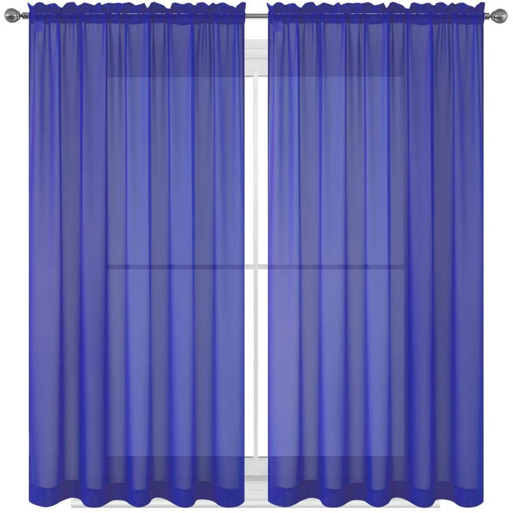 Royal Blue Drape/Panels/Scarves/Treatment Beautiful Sheer Voile Window ...
