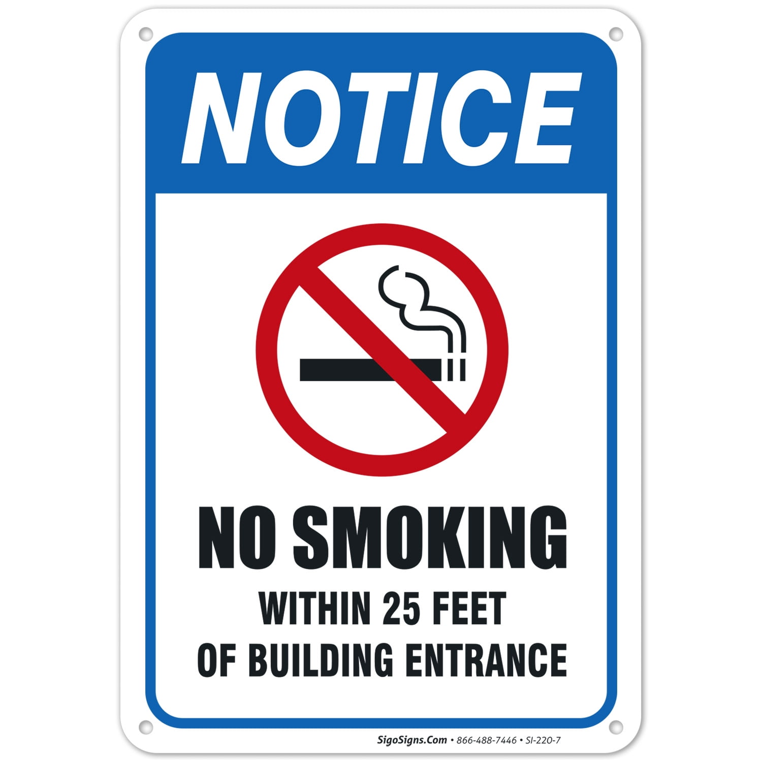 No Smoking Within 25 Feet of Building Entrance Sign, - Walmart.com