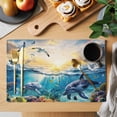 Blue Ocean Turtle Placemats Set of 12,Cotton Linen Fabric Place Mats ...