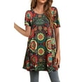 Fantaslook Plus Size Women's Floral Tunic Tops, Short Sleeve Swing ...