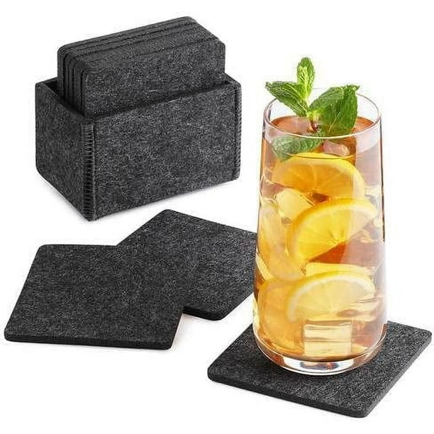 SHAR Square felt coaster for glasses - Set of 10 incl. box - gray ...