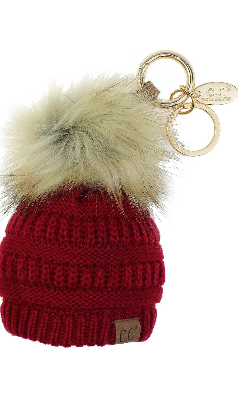NYFASHION101® Pom Pom Beanie Key Chain Key Ring Handbag Tote Accessory ...