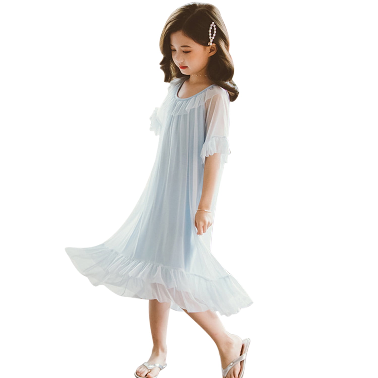 LOEL Girls Nightgowns Lovely Princess Nightdress Pajama Summer Thin ...