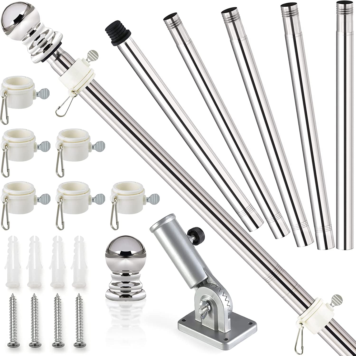 Fabulas Flag Pole Kit 6FT with Bracket Holder for House Garden Outdoor ...