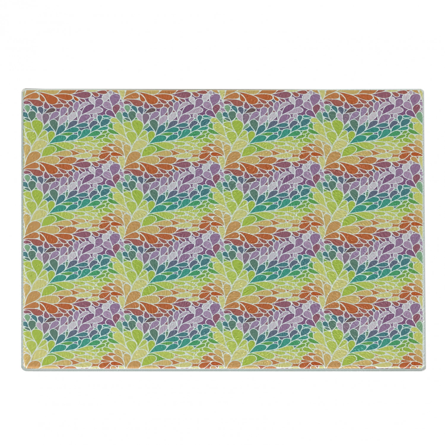 Colorful Cutting Board, Doodle Style and Abstract Leaves Lively Colored ...
