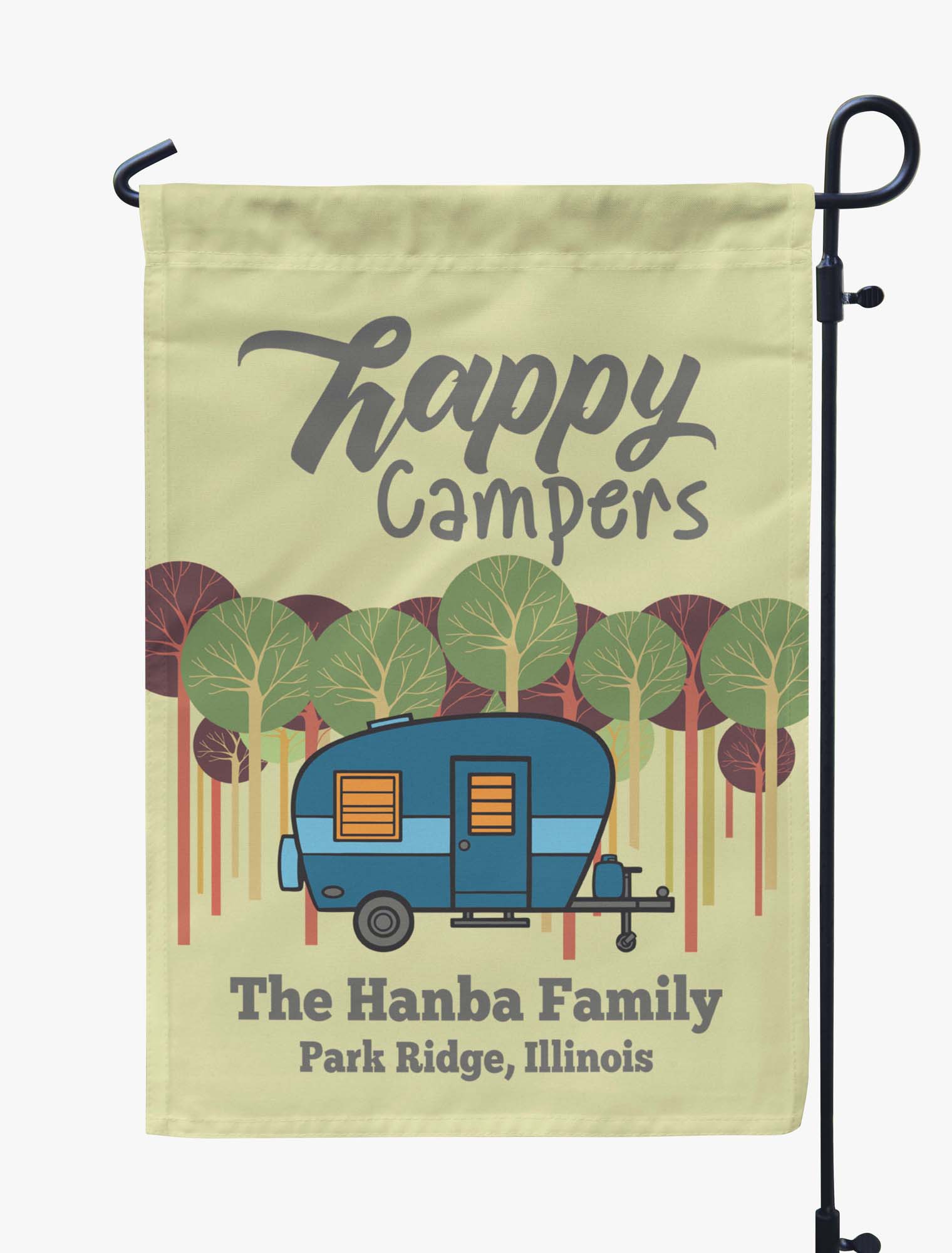 Printtoo Tan Happy Campers Retro Camp Trailer Camping Flags For Campers ...