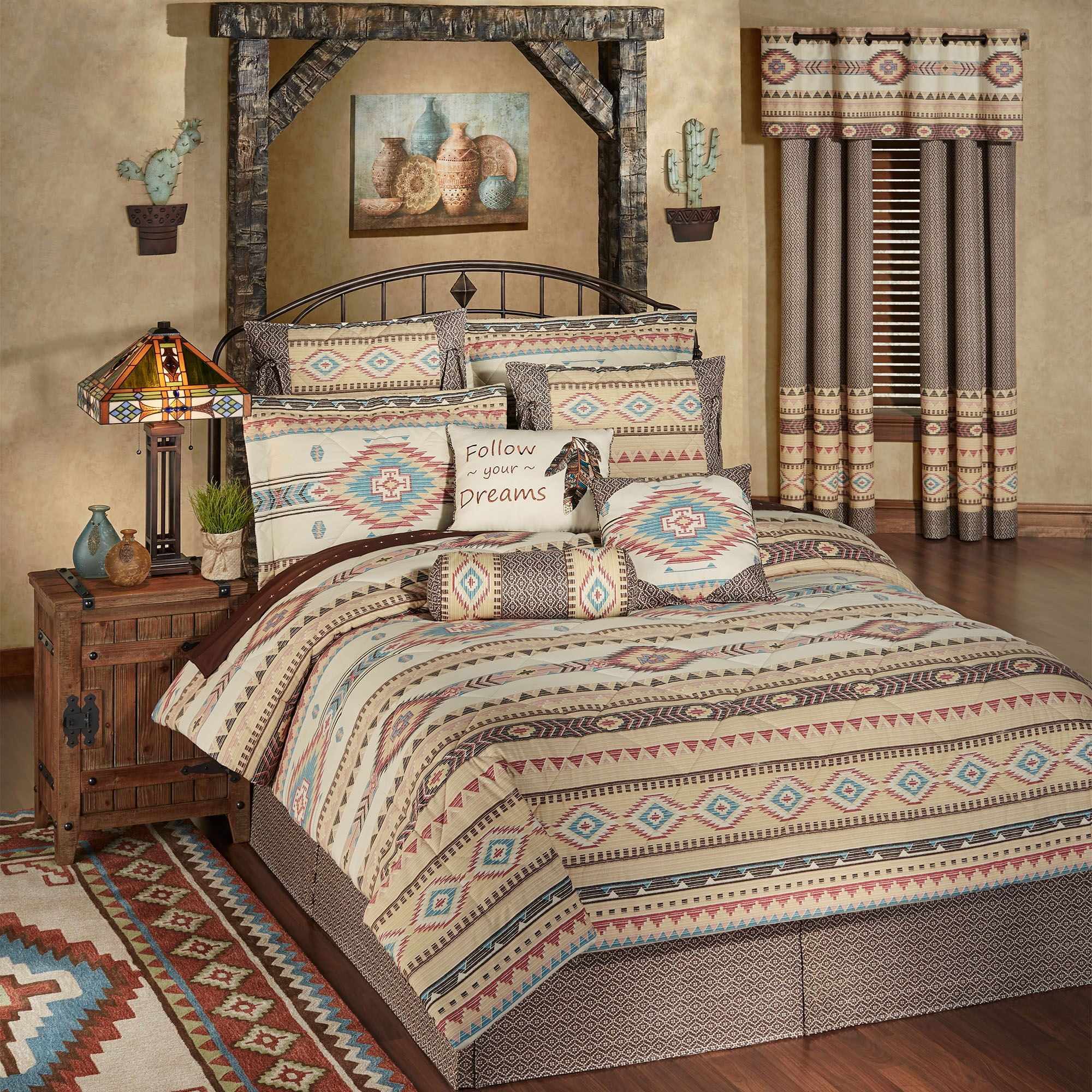 Maverick Quilted Oversized Cotton Comforter Set Multi Warm Southwestern ...