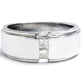 14k White Gold Mens Brilliant round cut 6-Stone Diamond Ring 2 Carats ...
