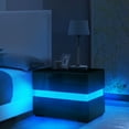 Hommpa LED Nightstand with 2 Drawers High Gloss Night Stand for Bedroom ...