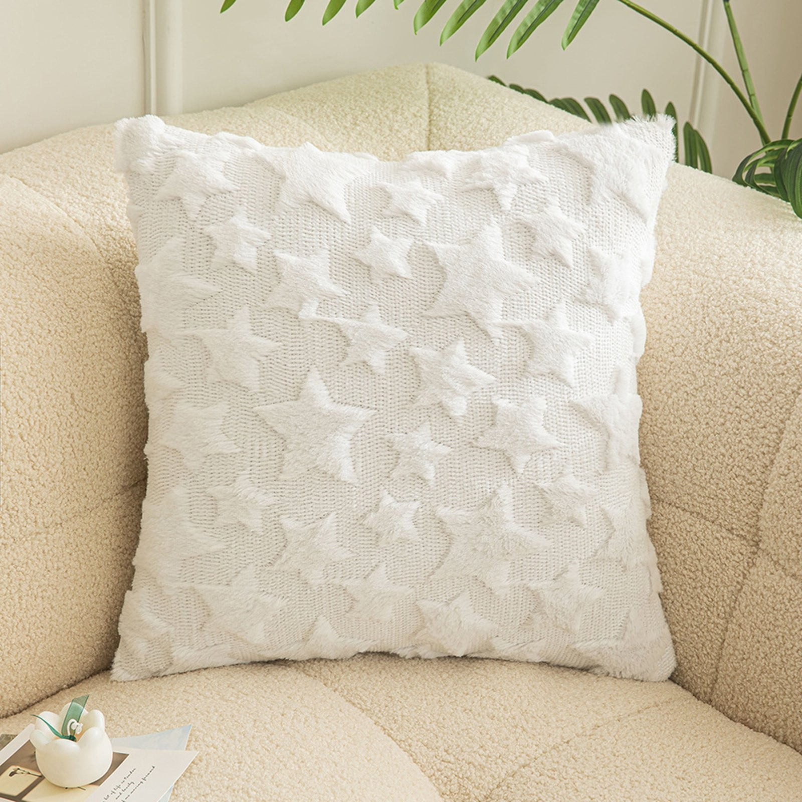 Christmas Throw Pillow Cover Star Embroidered Living Room Sofa Cushion ...