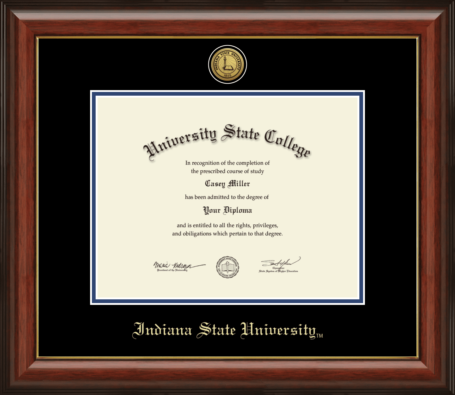 Indiana State University Diploma Frame, Document Size 11" x 8.5 ...