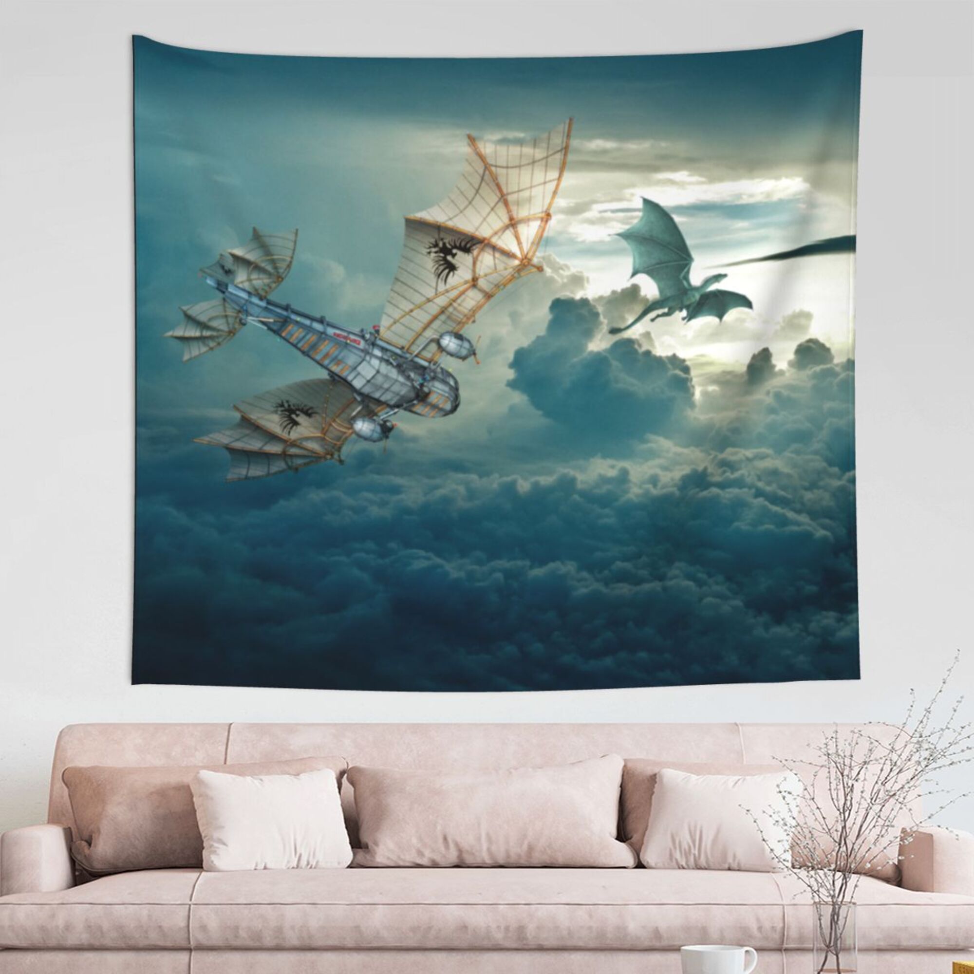 Steampunk Science Fiction Tapestry, Illustration Style Wall Decor Home ...